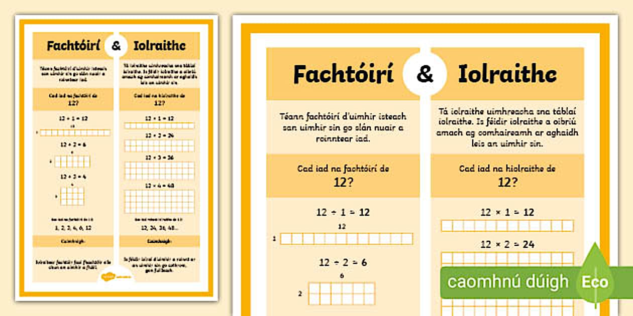 Factors and Multiples Display Poster Gaeilge (teacher made)