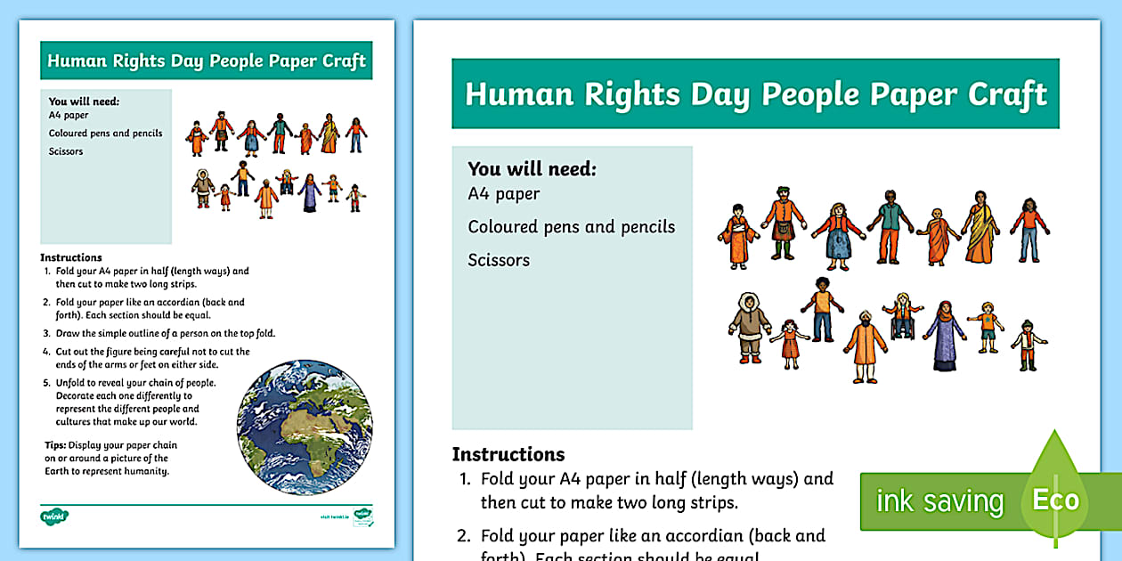 Human Rights Day Paper People Craft Activity (teacher made)