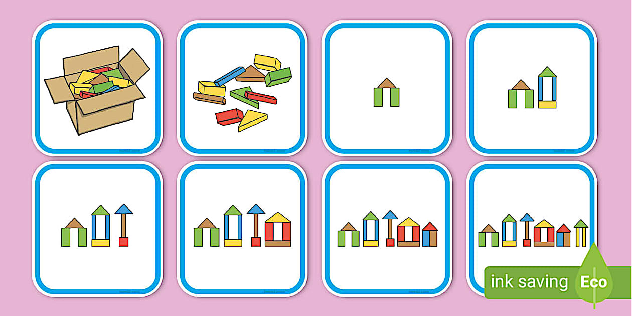 8 Step Sequencing Cards Building Blocks - Twinkl