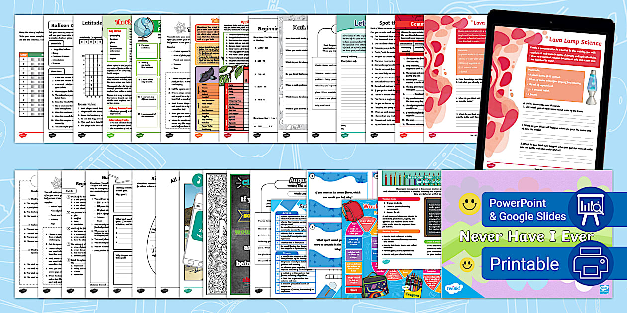 Sixth Grade Back-To-School Activity Pack (teacher made)