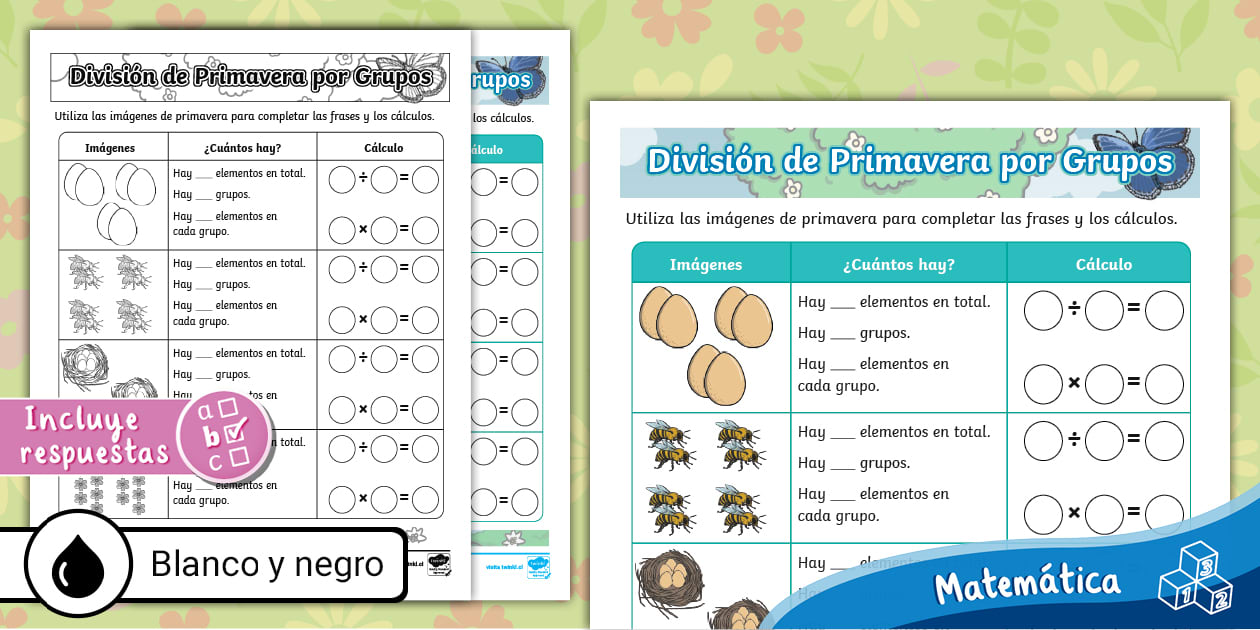 Guía | Trabajo | División | Primavera | Grupos | - Twinkl