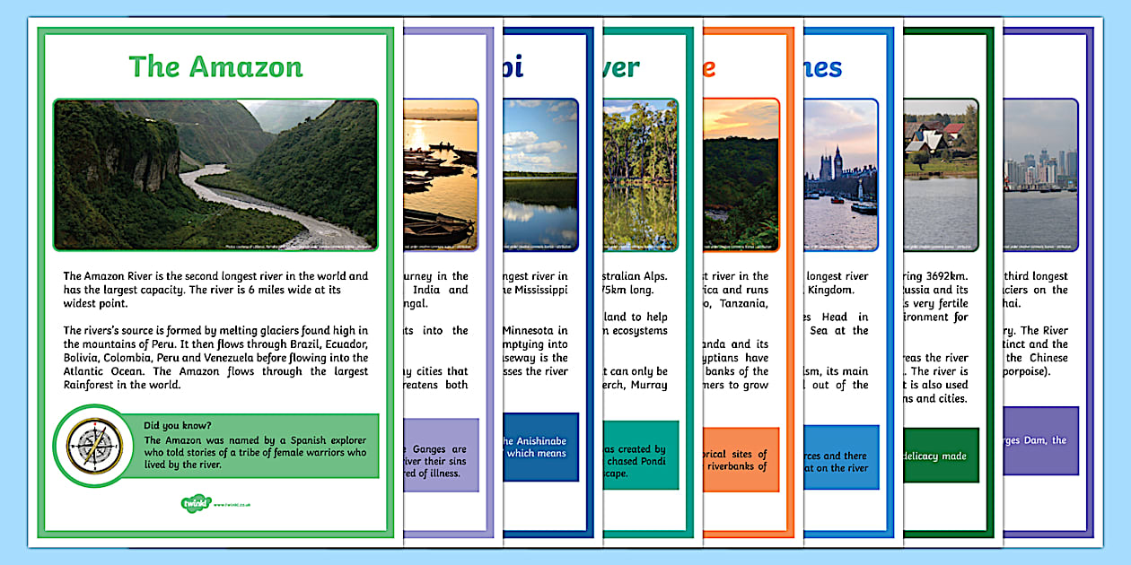 Cursive KS2 World Rivers Fact Posters (teacher made)
