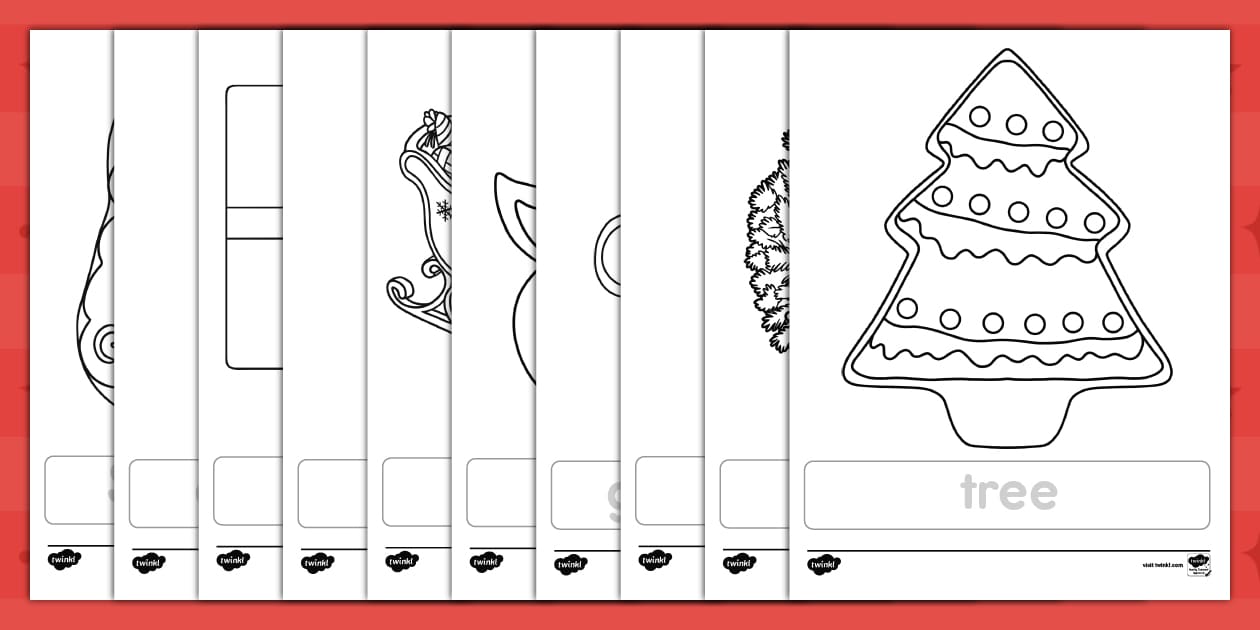 Christmas Trace and Color Worksheets (teacher made) - Twinkl