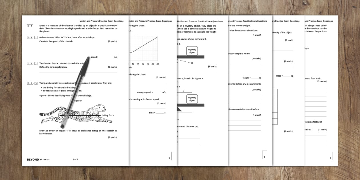 Motion and Pressure Higher Exam Questions | Beyond Science