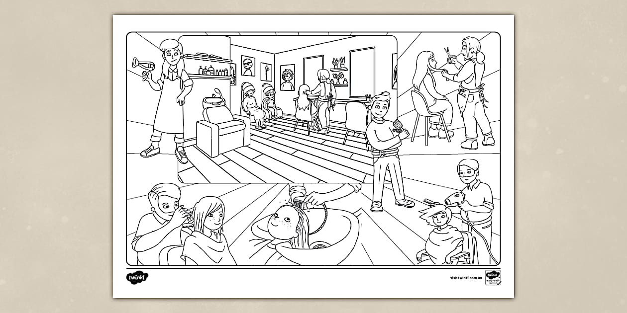 Hairdressing Colouring Montage (teacher made) - Twinkl