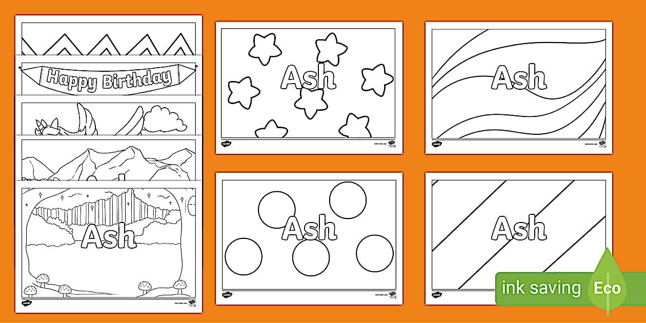 Ash Name Simple Colouring Activity Sheet (Teacher-Made)