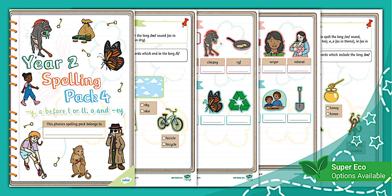 Year 2 Spelling Pack 4: -y, a before l or ll, o and -ey