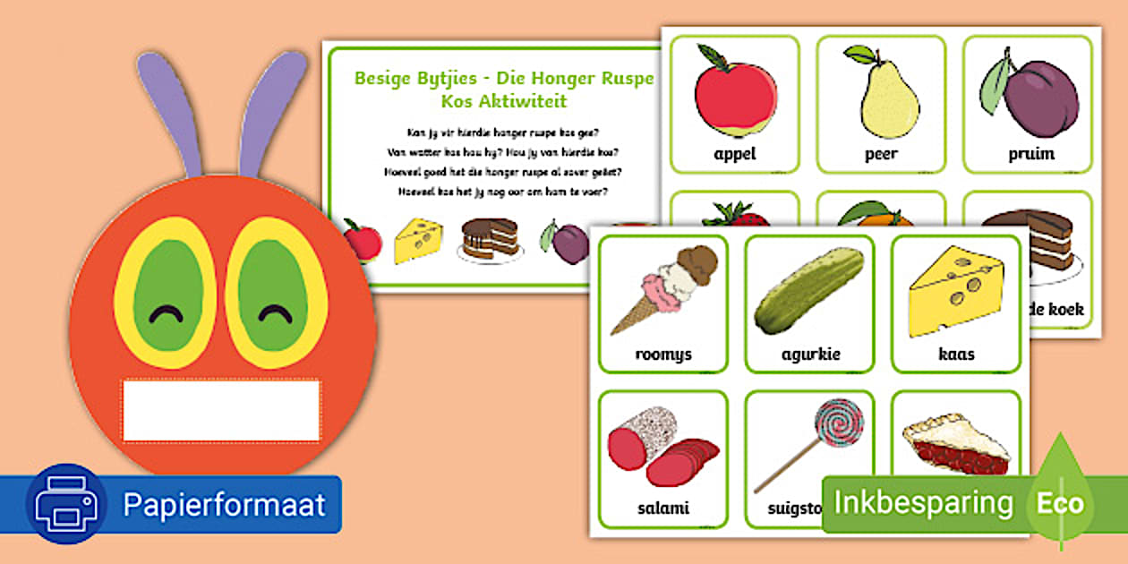Besige Bytjies: Die Honger Ruspe Kos Aktiwiteit - Twinkl