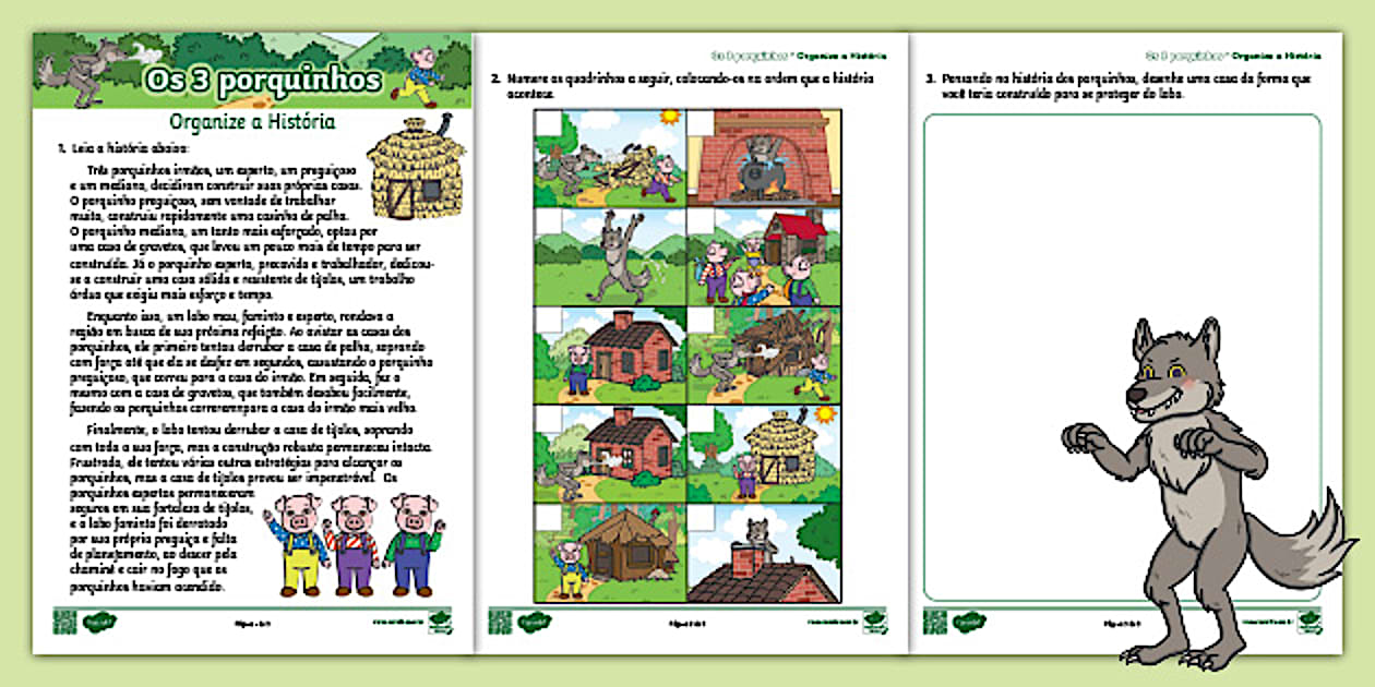 Organize a História - Os 3 Porquinhos {História popular}