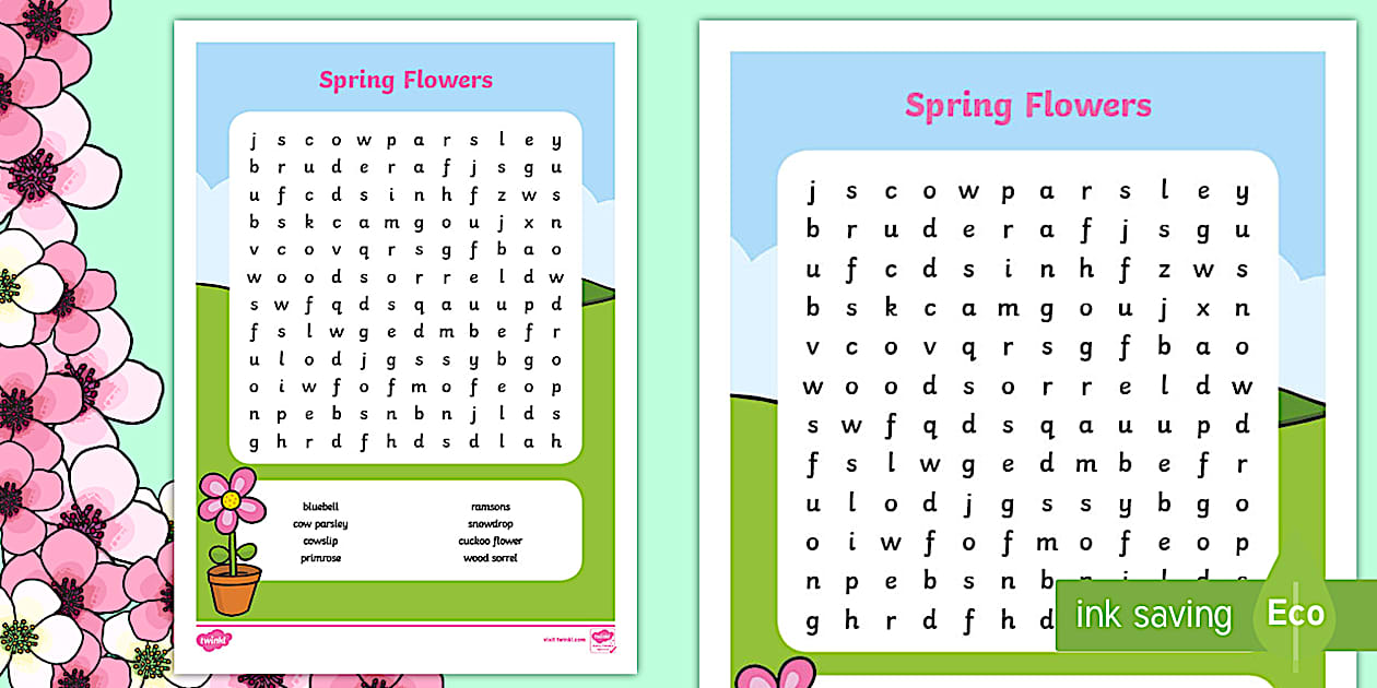 Spring Flowers Word Search (teacher made) - Twinkl