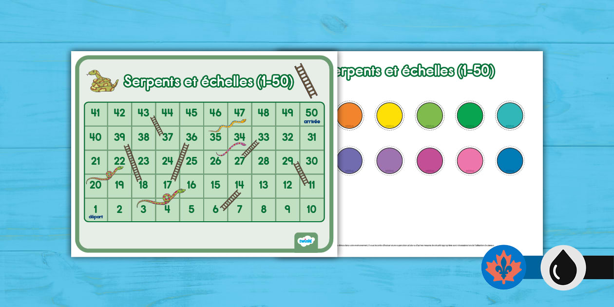 Snakes And Ladders (1-50) French (teacher made) - Twinkl