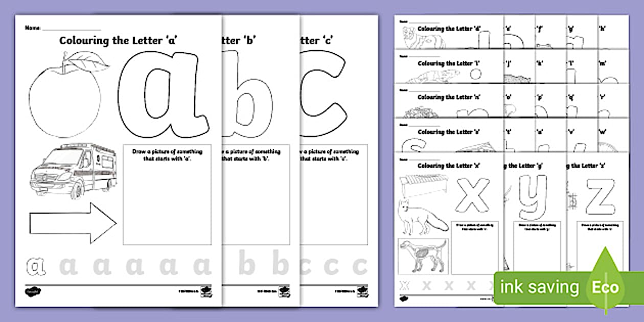 Colour and Draw Alphabet Activity Sheets - (teacher made)