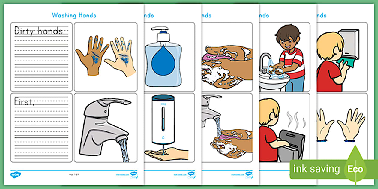 Washing Hands Simple Sentence Writing Worksheet - Twinkl