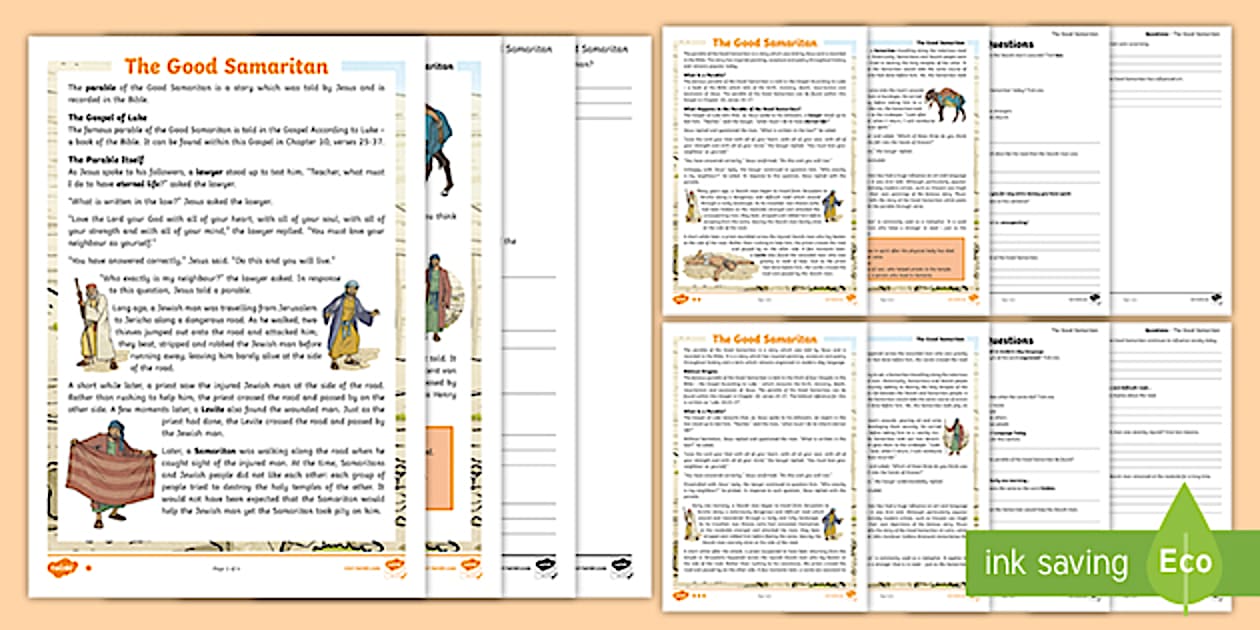 UKS2 The Good Samaritan Differentiated Reading Comprehension Activity