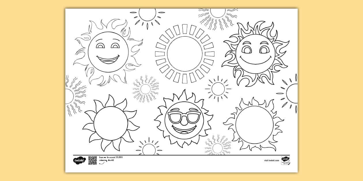 Sun Colouring Pages (Teacher-Made) - Twinkl