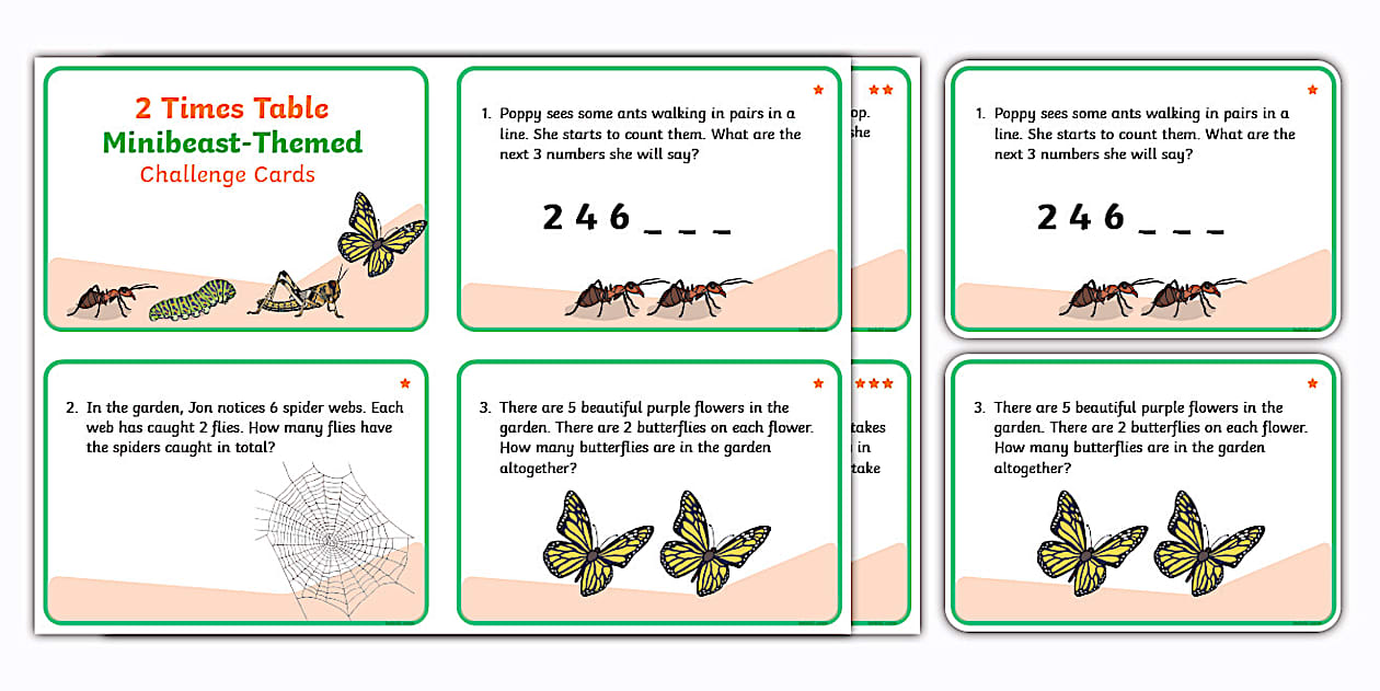 2 Times Table Differentiated Themed Challenge Cards - Twinkl