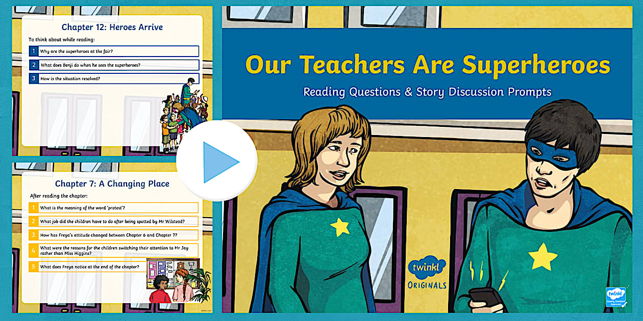 KS2 Superhero Story Reading Questions and Discussion Prompts PowerPoint