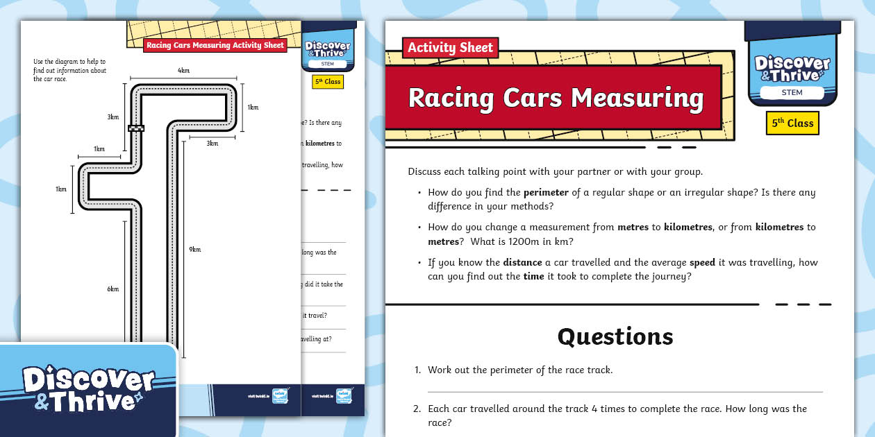 Racing Cars Measures Activity Sheet (teacher made) - Twinkl