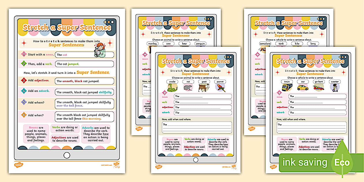 Stretch a Super Sentence - KS1 Activity Sheets