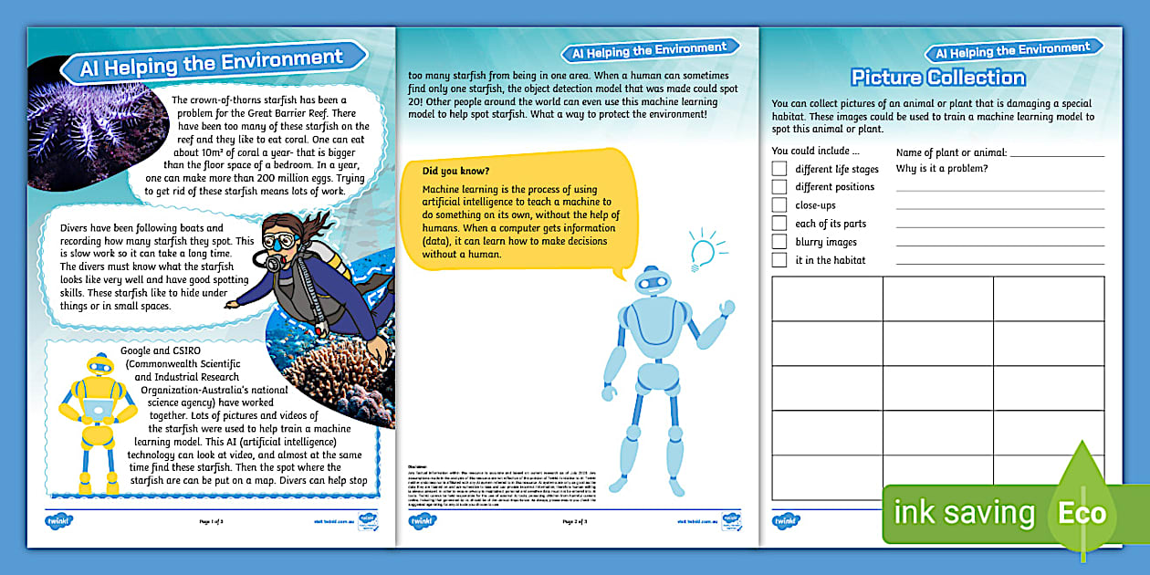 AI Helping the Environment Activity (teacher made) - Twinkl