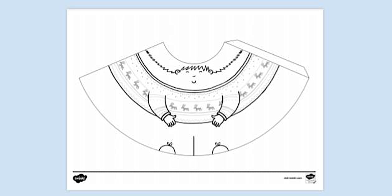 Christmas Jumper Boy Cone Character Colouring Sheet | Colouring Sheets