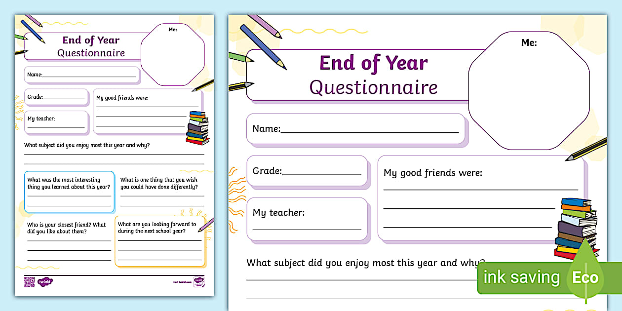 End of Year Questionnaire (Teacher-Made) - Twinkl