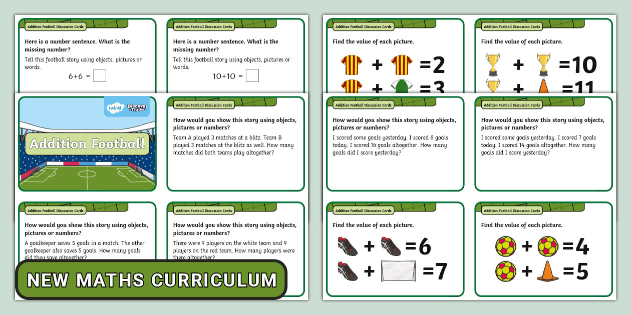 Sets and Operations Addition Football Discussion Cards
