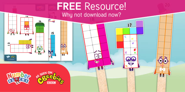 FREE Numberblocks: 11-20 Stick Puppets (teacher made)