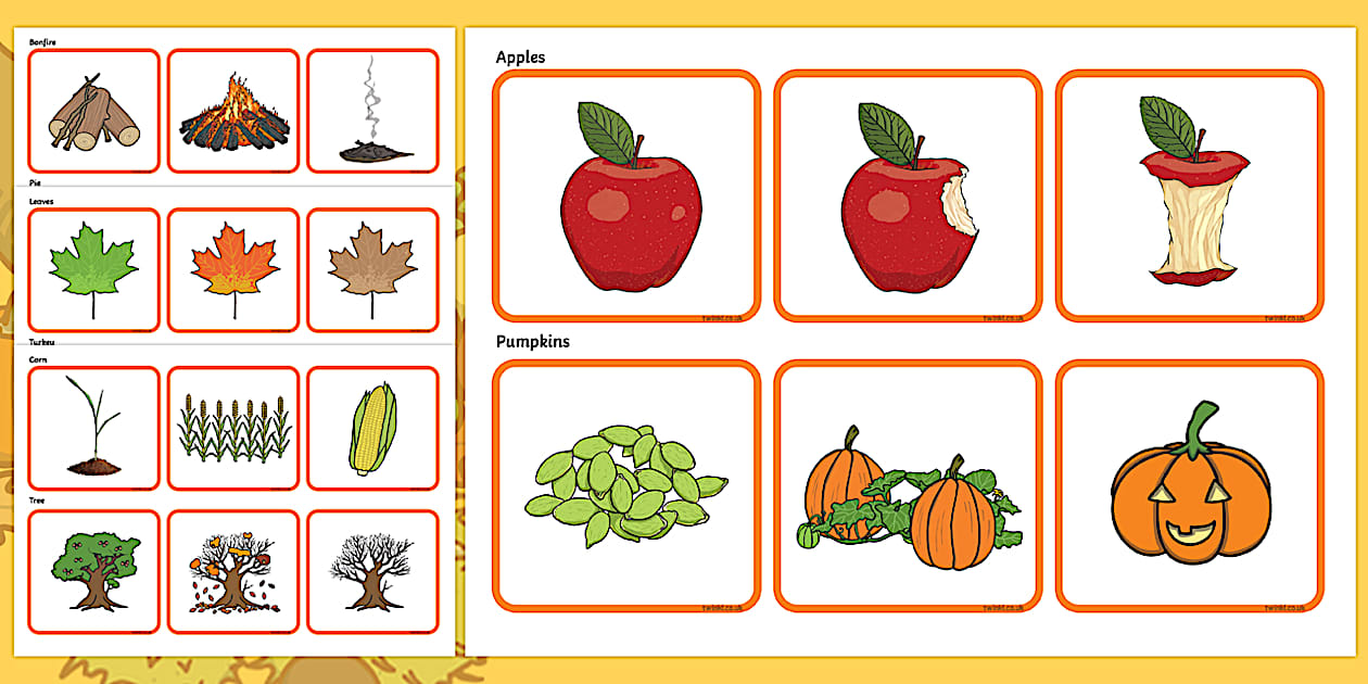 Autumn Sequencing Challenge Cards (teacher made) - Twinkl