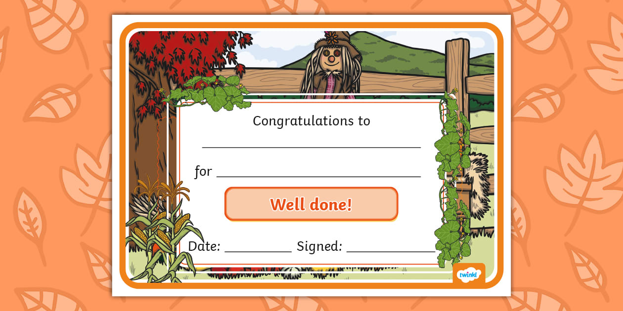 Harvest-Themed Certificate - Twinkl Certificates - Twinkl