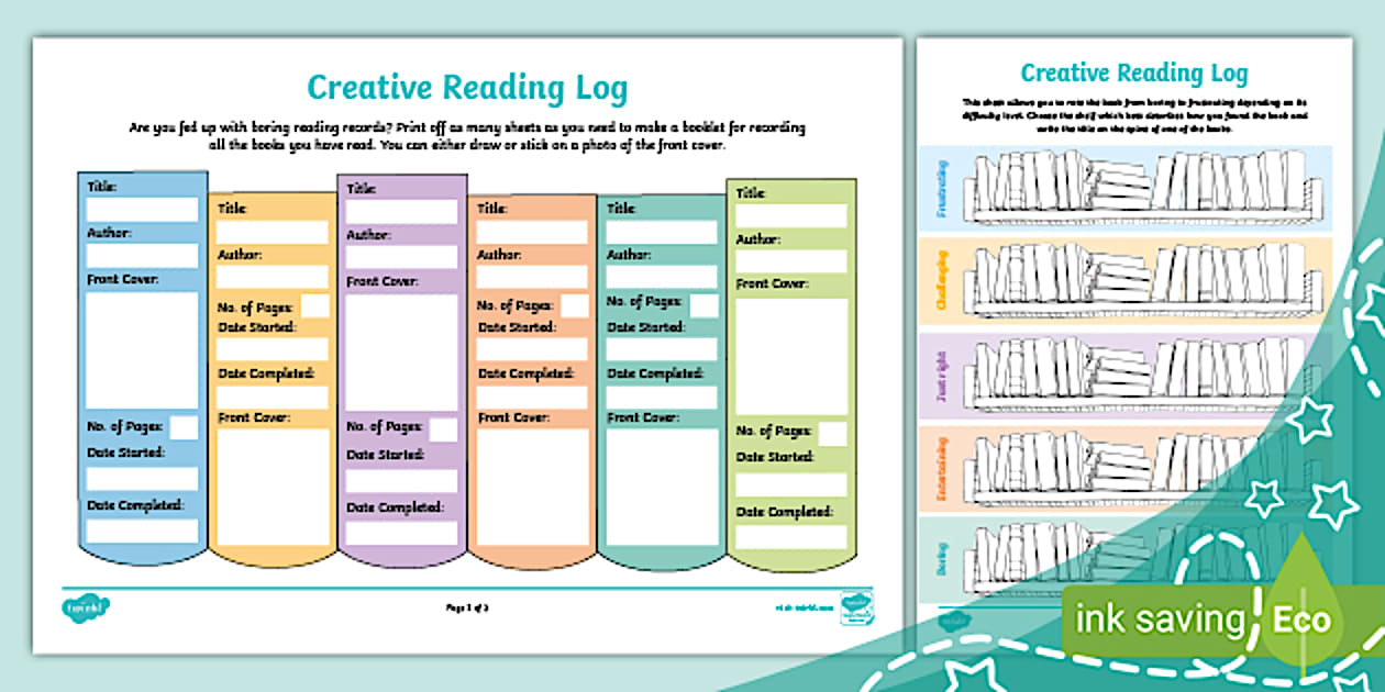 Creative Reading Log (teacher made) - Twinkl