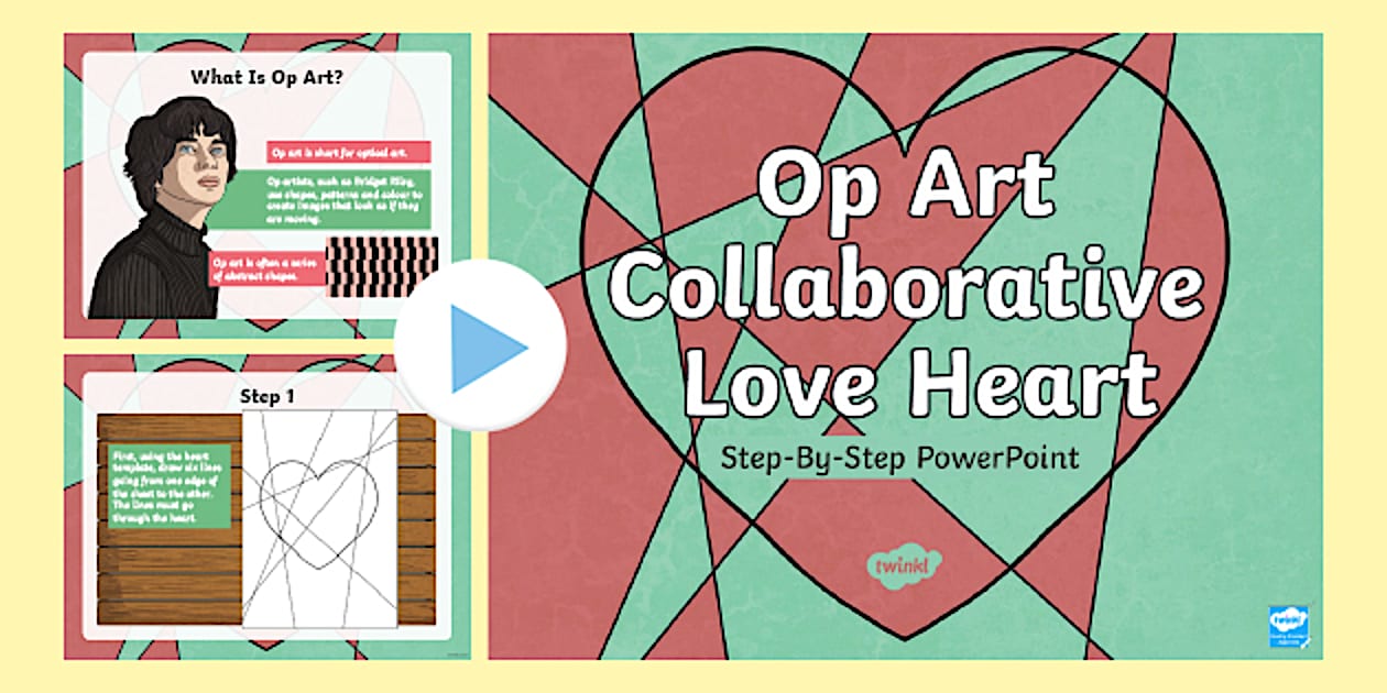 Op Art Collaborative Love Heart Art Step-By-Step PowerPoint