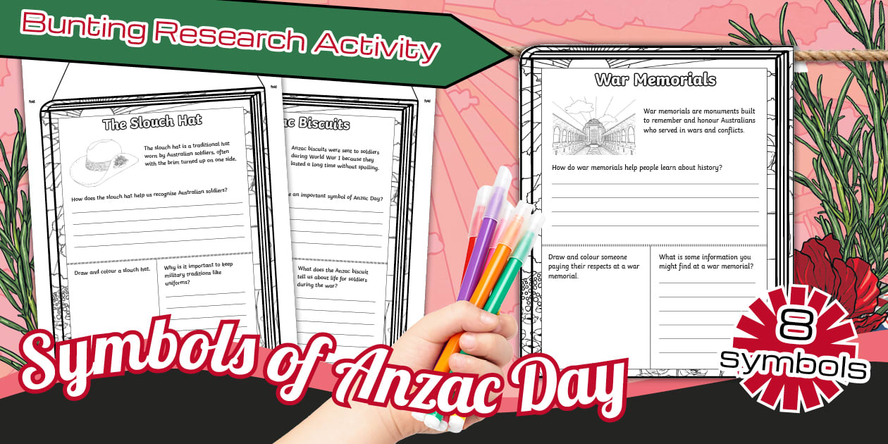Symbols of Anzac Day Bunting Research Activity