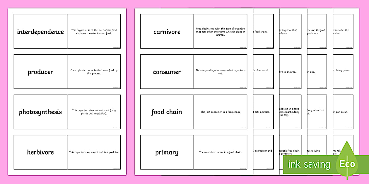 Relationships in an Ecosystem Loop Cards
