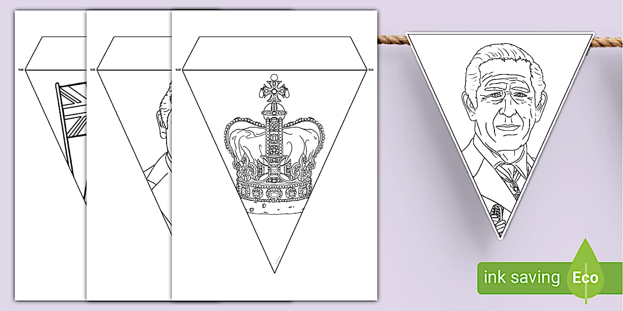 King Charles III Coronation Bunting to Colour (teacher made)