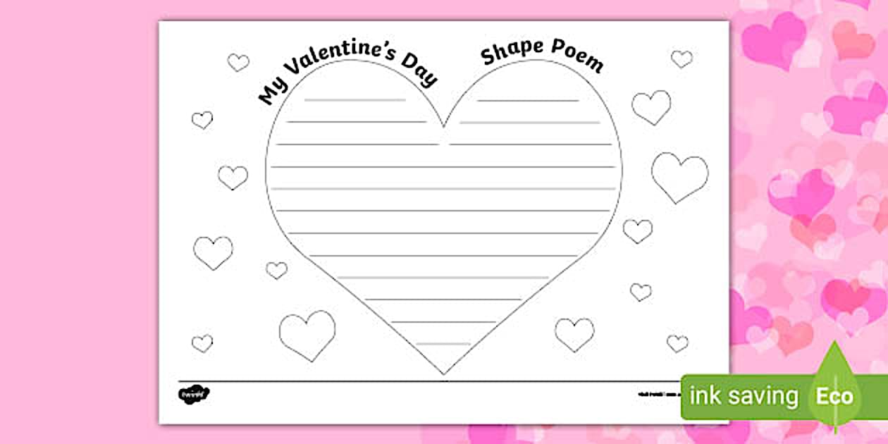 Valentine's Day Shape Poetry Template (Hecho por educadores)
