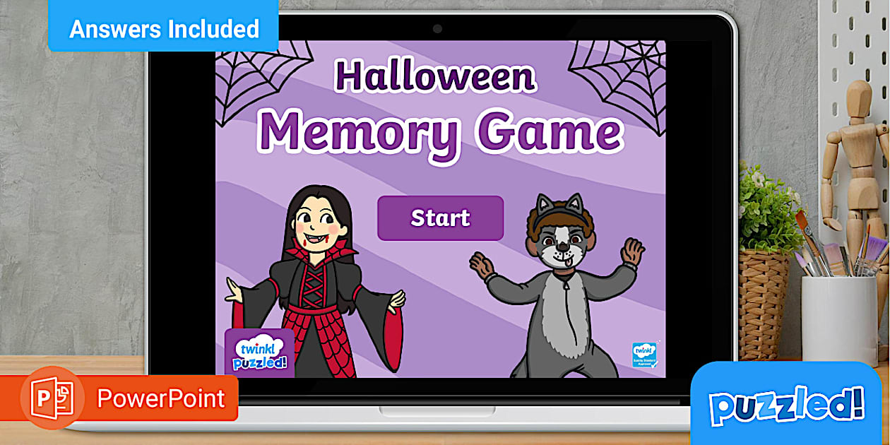 Fun Halloween Memory Game Puzzle PowerPoint - Twinkl Puzzled