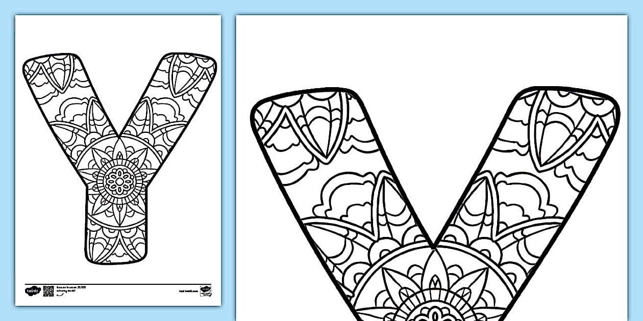 Mandala Letter Y Colouring Page (Teacher-Made) - Twinkl