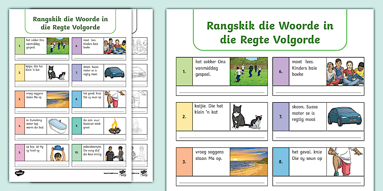 Sinne: Woordorde Graad 5 Aktiwiteit (teacher made) - Twinkl