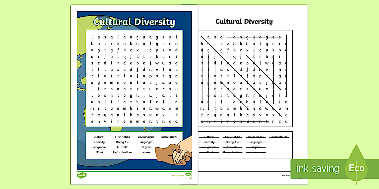 Cultural Diversity Word Search - English