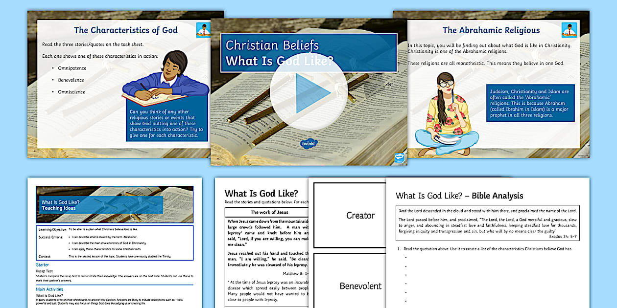 What Is God Like? Lesson Pack - God; Omnipotent; Benevolent; Omniscient;