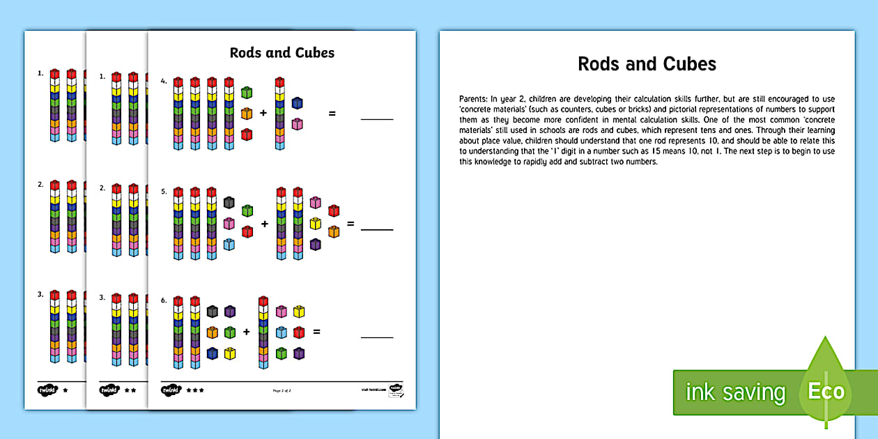 Addition Using Rods and Cubes (Ages 6 - 7) (teacher made)