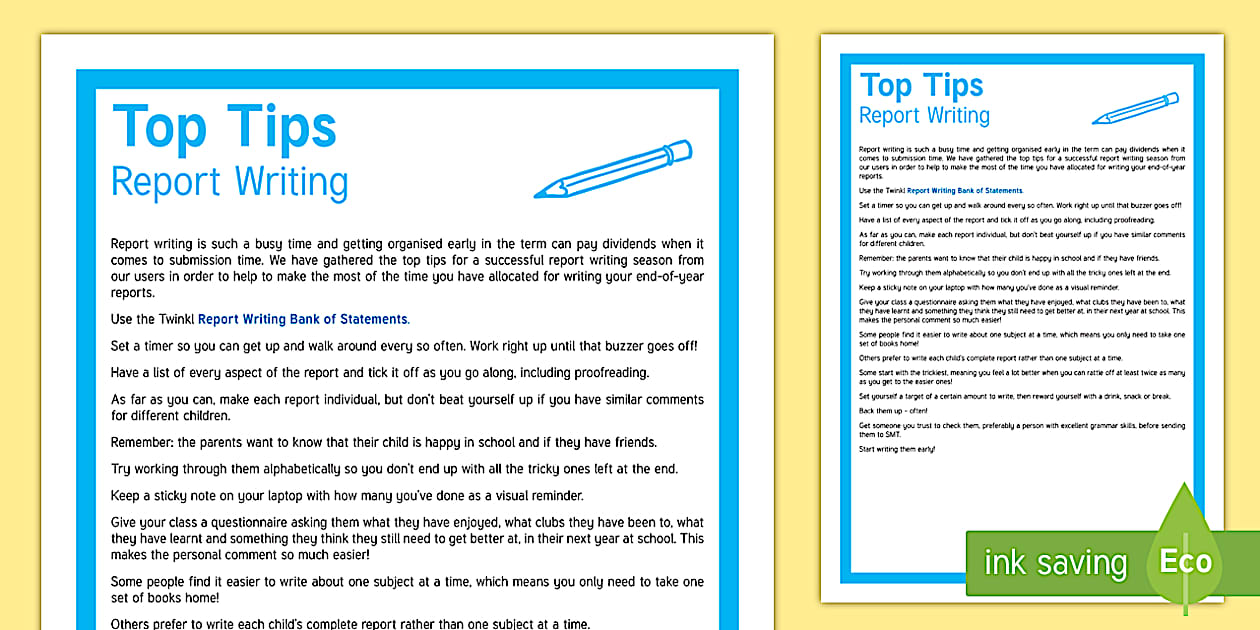End of Year Report Primary School Writing Tips | Twinkl