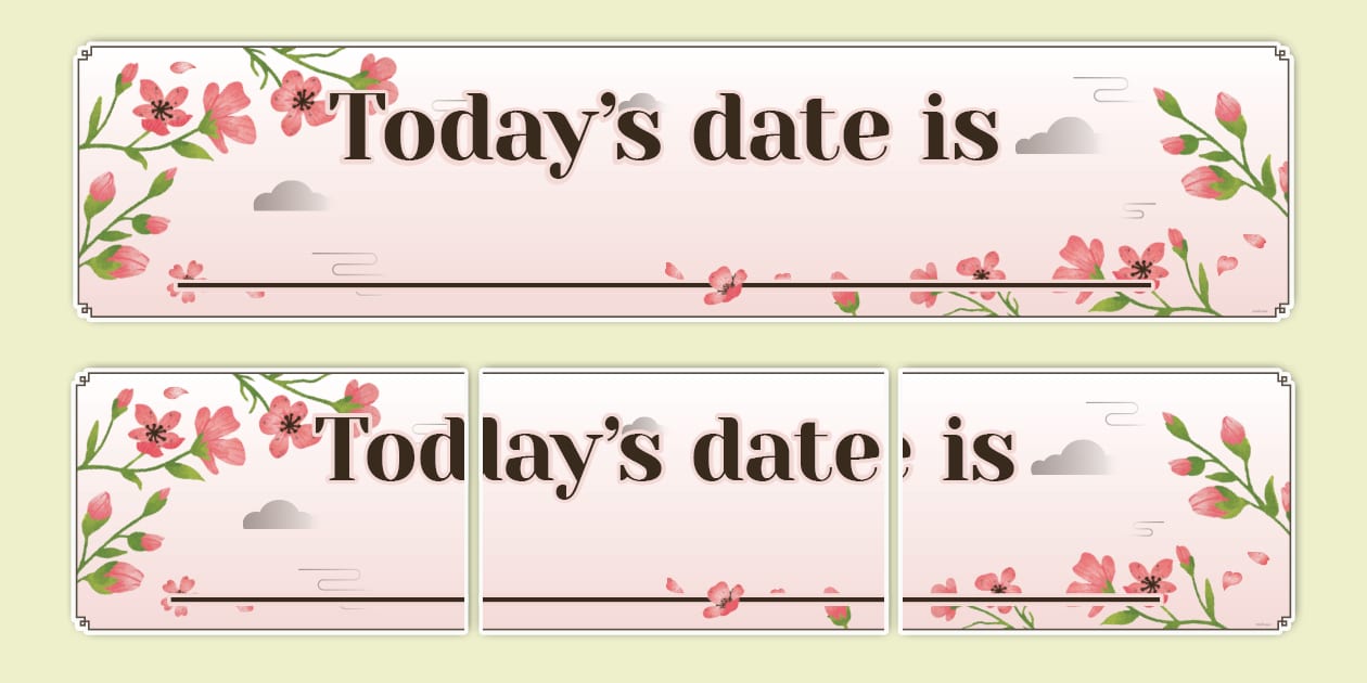 Sakura-Themed Today's Date Is Display Banner (Teacher-Made)