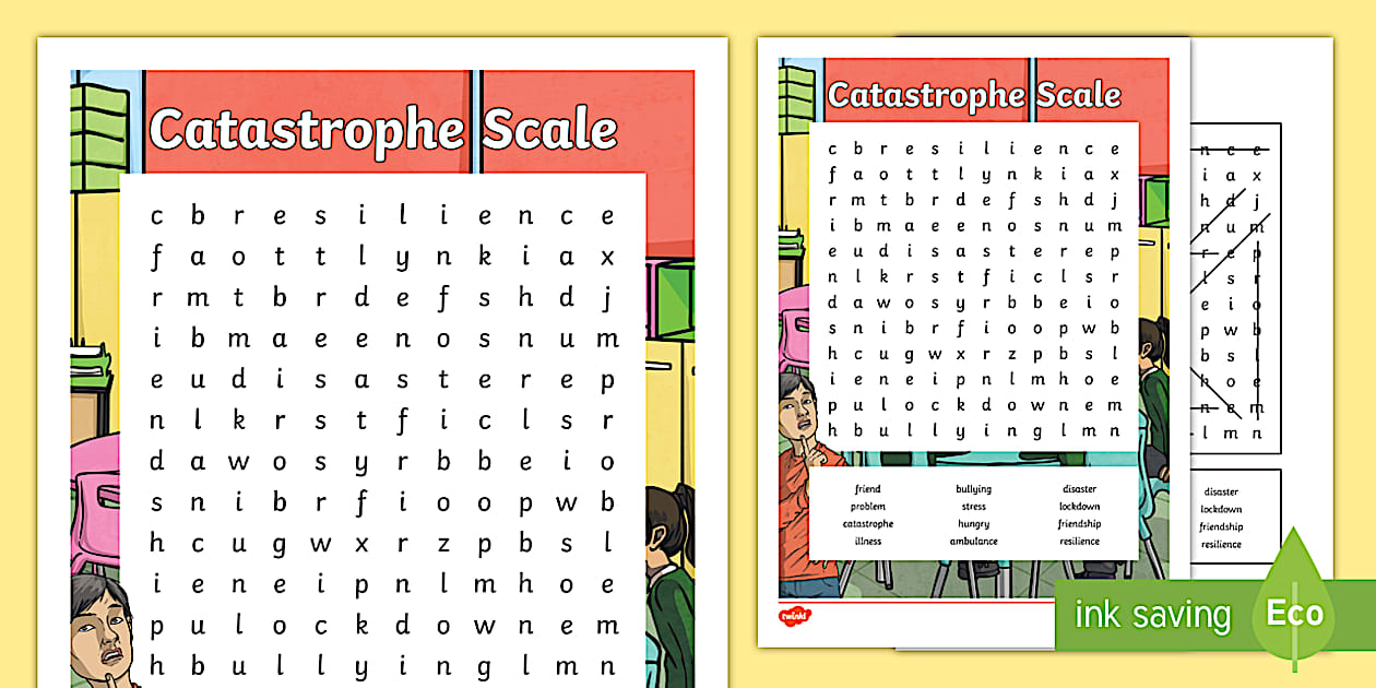 Cursive Catastrophe Scale Word Search (teacher made)