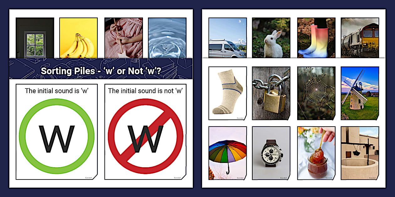 Reinforcing Sounds: 'w' Initial Letter Sorting Activity