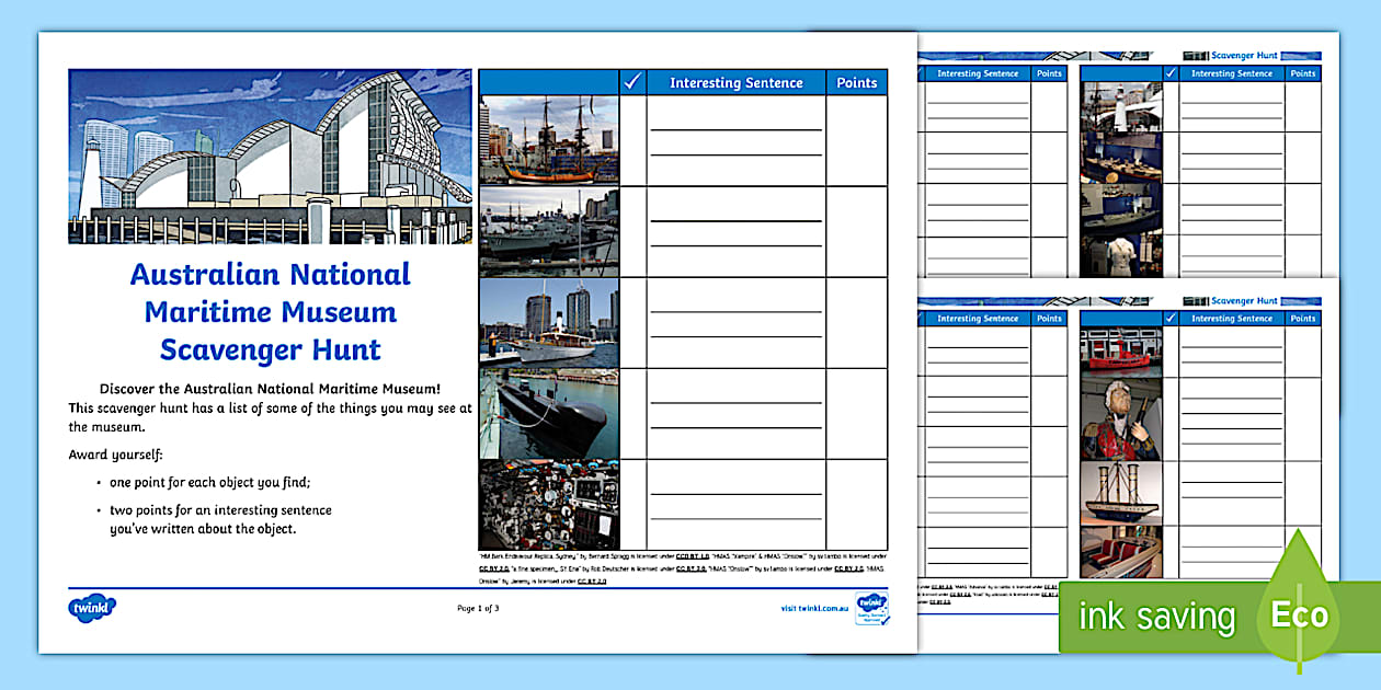 Australian National Maritime Museum Scavenger Hunt - Twinkl