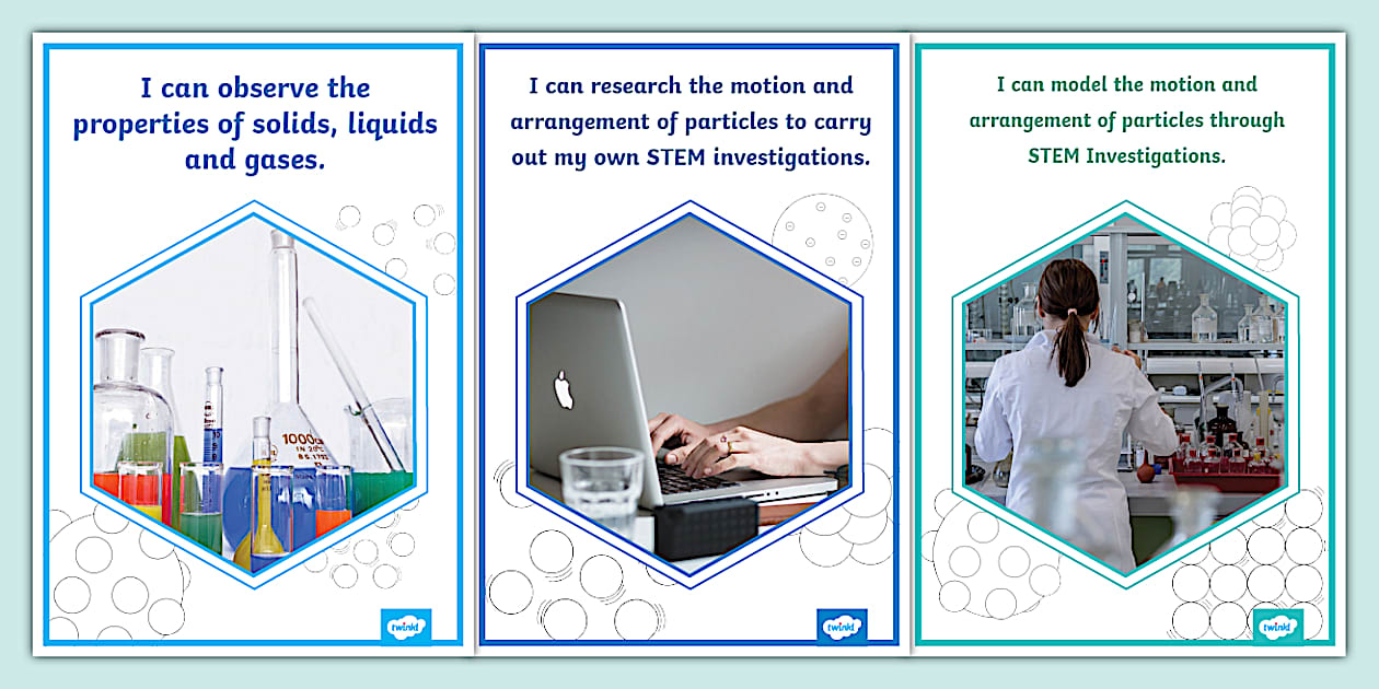 STEM IU Yr 5 Designing Particles I Can Statements Posters