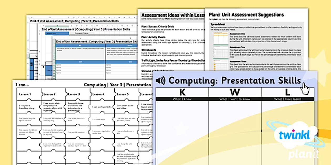 Computing: PowerPoint Presentation Skills Year 3 Unit Assessment Pack