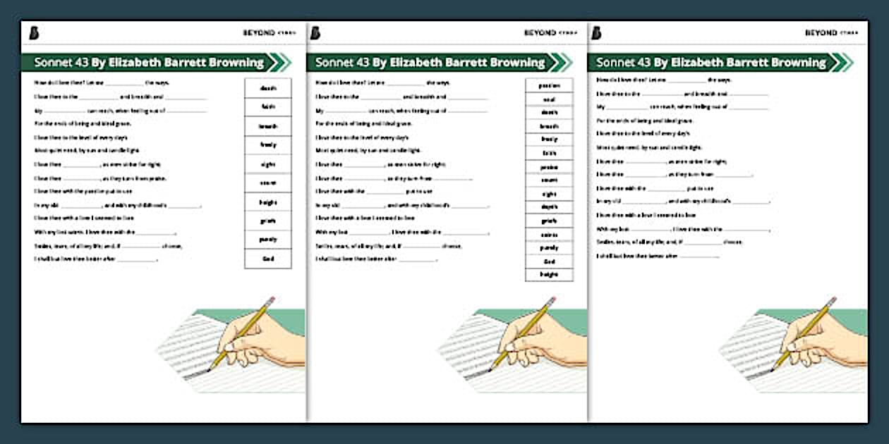 Sonnet 43 Cloze Activityby Elizabeth Barrett Browning